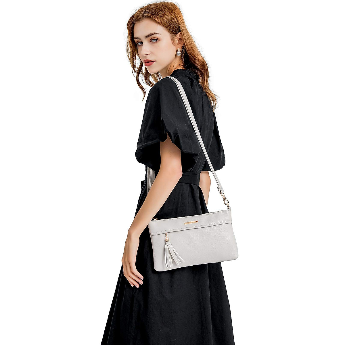 AMELIE GALANTI women's Small crossbody Handbags Shoulder Bag，Fashion Tassel design and Shoulder Strap Adjustable