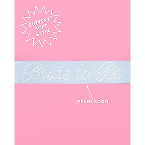 xo, Fetti Bachelorette Blue Pearl Bride to Be Sash | Bach Party Decorations, Engagement Supplies, Something Blue Bridal Shower Gift, Bridesmaid Favors