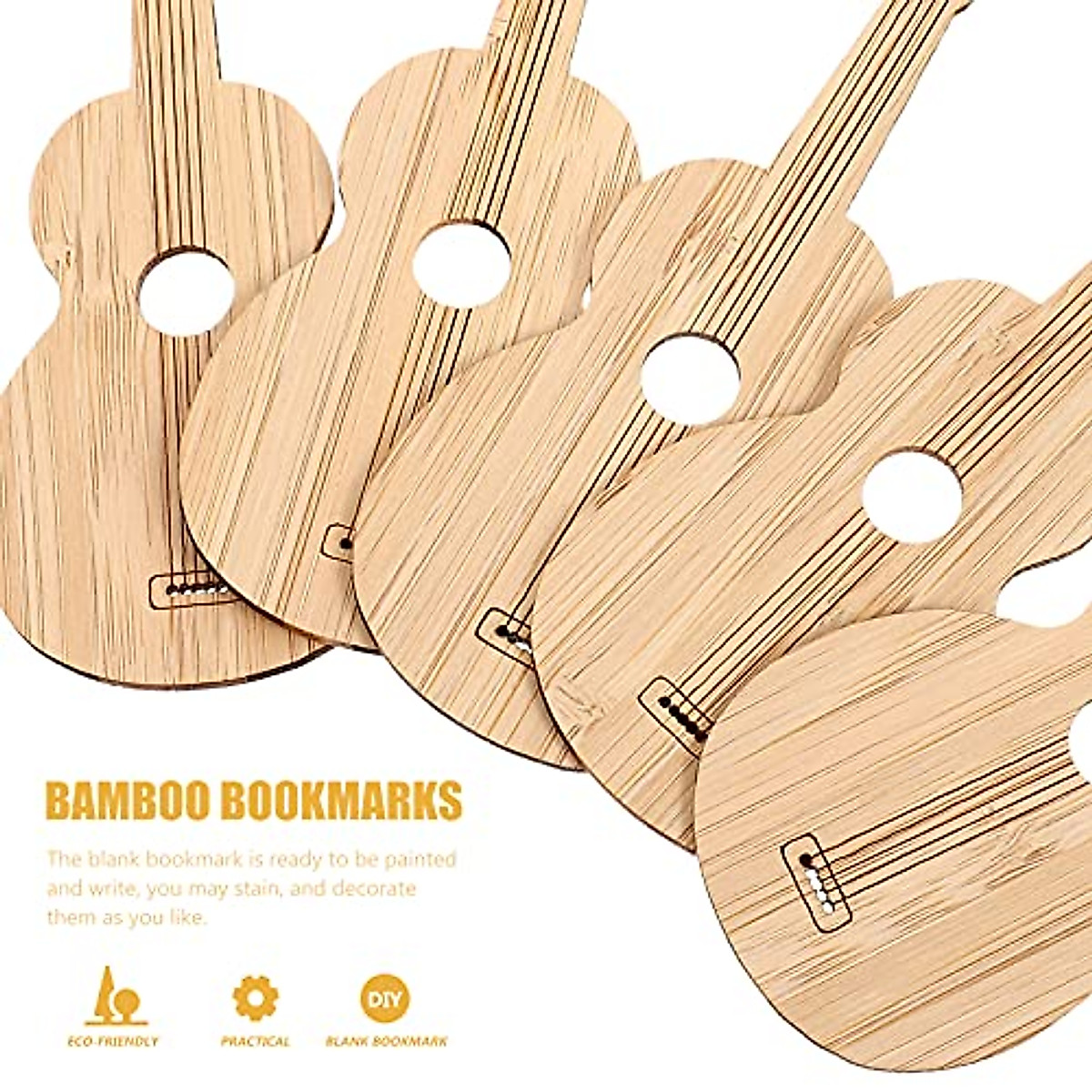 NUOBESTY 6pcs Blank Bookmarks with Hole Cello Shape Bamboo Cutouts Unfinished Vintage Bookmarks for DIY Bookmarks Tag