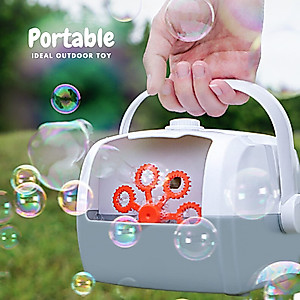 JoyPlanet Bubble Machine Durable Automatic Bubble Blower Bubble Maker with Rechargeable Batteries 10000+ Bubbles Per Minute Birthday Party Wedding Outdoor Summer Toys for Kids Boys Girls (Grey)