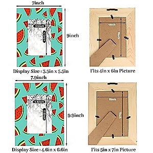 POFATO Watermelon Black Cat 4x6 Picture Frame Wood Photo Frame for Tabletop Display Wall Mount Picture Frame Display 4x 6 Inch Photo Wall Decor Home Gift Frames