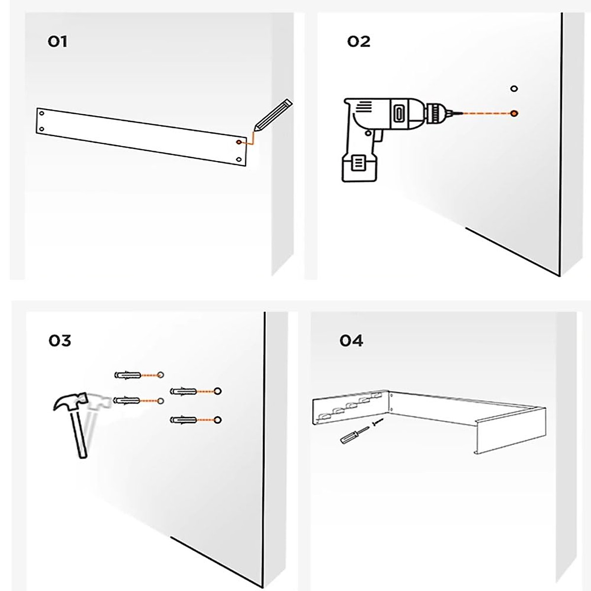 plainshe Laundry Drying Rack Collapsible, Wall Mounted, Clothes Drying Rack, 40" Wide, 16.5 Linear Ft, 5 Aluminum Rods, 60 lb Capacity, Laundry Racks for Drying Clothes with Wall Template