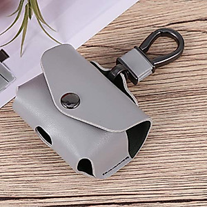 Hemobllo Compatible for AirPods Pro Case - Leather Protective Cover Anti-Scratch Shockproof Earbuds Carrying Case with Keychain Compatible with AirPods Pro Charging Case (Light Grey)