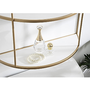 Kate and Laurel Freade Modern 3 Tier Shelf, 22 x 8 x 32, White and Gold, Decorative Glam Shelf for Storage and Display