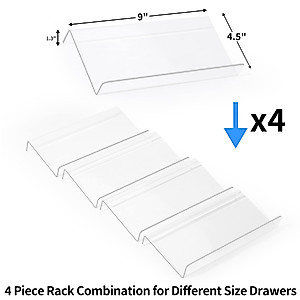 Clear Acrylic Spice Drawer Organizer, 4 Tier- 1 Set Seasoning Jars Drawers Insert, Kitchen Spice Rack Tray for Drawer/Countertop (Jars not included)