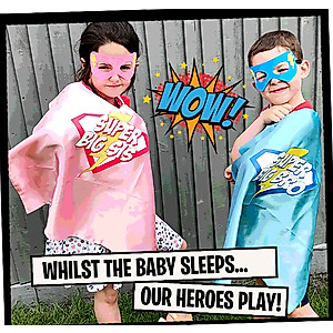 FUNNY PARTY PIECES Superhero Sibling Inspirational Cape And Mask Set Great For Those Little Role Models Expecting A Sibling (Brother)