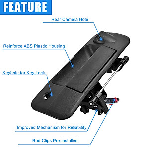 FAERSI Tailgate Handle Liftgate Latch Handle with Rear Camera Hole Replacements for 2007-2013 Toyota Tundra | Replaces# 69090-0C051, 690900C051, 81214