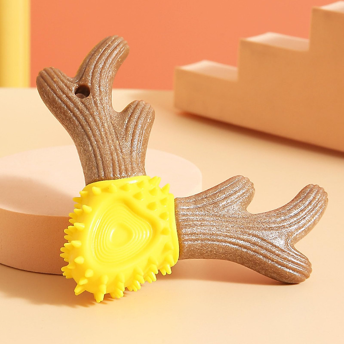 Ankexin Dog Chew Toy for Aggressive Chewer Antlers Shape Dogs Dental Chewing Toy Puppy Teething Bone Toy Toothbrush Pet Supply