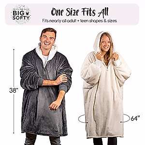 Trekki Oversized Hoodie Blanket Sweatshirt, Wearable Blanket Hoodie Men Women with Zip, Comfy Fleece Hooded Blanket Adult