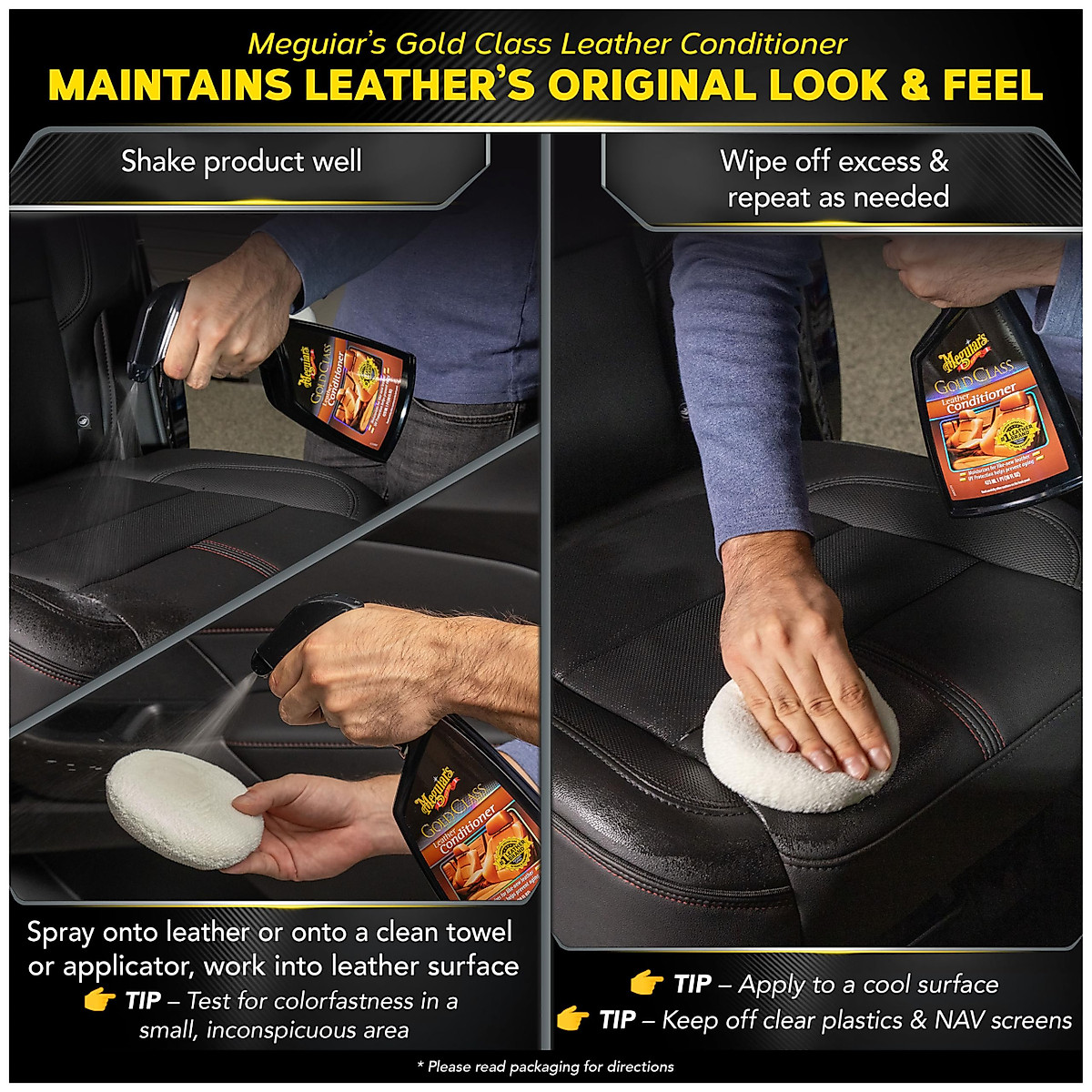 Meguiar's G55153 Leather Care Kit, Includes Gold Class Leather & Vinyl Cleaner, Gold Class Leather Conditioner, Microfiber Applicator Pad and Supreme Shine Microfiber Towel