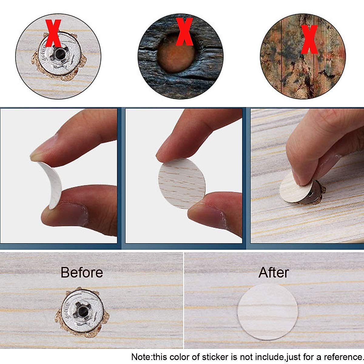 4 Sheet PVC Self-Adhesive Screw Hole Stickers,18mm Screws Covers Caps for Cabinet Wardrobe
