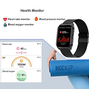 MBHB Smart Watch with Make, Answer, Refuse Call, Portable Music Player, Fitness Tracker with Heart Rate Monitor, Sleep Tracker Steps Counter for Men Women, Black