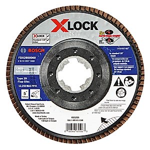 BOSCH FDX2950060 1-Piece 5 in. X-Lock Flap Disc 60 Grit Compatible with 7/8 in. Arbor Type 29 for Applications in Metal Blending and Grinding