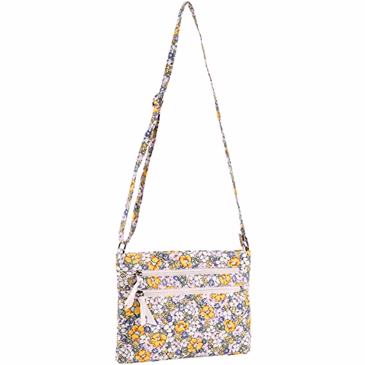 Brentano Cotton quilted Multi-zipper crossbody purse (BIDENS PILOSA)