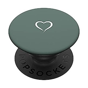Sage Green Hand Drawn Heart Love Minimalist PopSockets Standard PopGrip