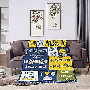 ZUMAS Tennis Gifts Blanket for Men Women, Throw Blanket for Boys Girls Kids Adult Bedroom Decoration, Christmas, Thanksgiving, Birthday Gifts for Boys Girls Teens Kids (Tennis, 50x60)
