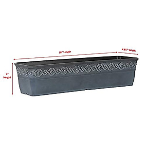 Classic Home and Garden 9418D-515 18" Corinthian Trough planter, Storm