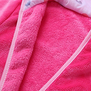 God Sweet Bowknot Hooded Robe Warm Soft Sleepwear Housecoat, Rose Red, 2T
