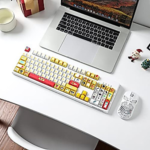 LTC LavaCaps PBT Double Shot108 Keycaps Set, Cat's Claw Sublimation OEM Profile for ANSI US Layout 61/87 TKL/104/108 Keys Mechanical Keyboard, with Keycap Puller - (Only Keycaps), Yellow