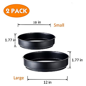 2 Pack Steel Lazy Susan Turntable Cabinet Organizer, 12'' and 10'' Rotating Storage Containers Lazy Susan for Kitchen Cabinet Pantry Bathroom (10'' and 12'')