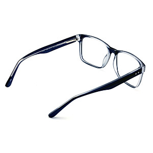 V.W.E. Men Premium Rectangle Stainless Steel Reading Glasses - Wide Fitment Metal Reader (Dark Blue, 2.00)