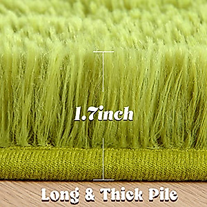 junovo Round Rug 4x4 Feet Fluffy Soft Area Rugs for Kids Girls Room Princess Castle Plush Shaggy Carpet Cute Circle Nursery Rug for Kids Girls Bedroom Baby Room Home Decor Circular Carpet, Green