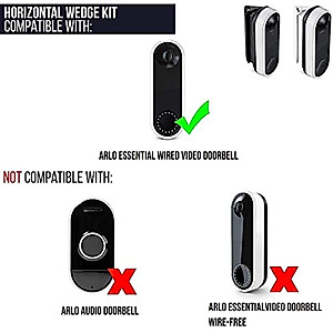Wasserstein 30° to 55° Horizontal Wedge Wall Mount Compatible with Arlo Essential Wired Video Doorbell - Flexible Mounting Options (Black) (NOT Compatible with Essential Arlo Doorbell Wire-Free)