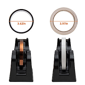 Desktop Tape Dispenser Adhesive Roll Holder (Fits 1" & 3" Core) with Weighted Nonskid Base Black