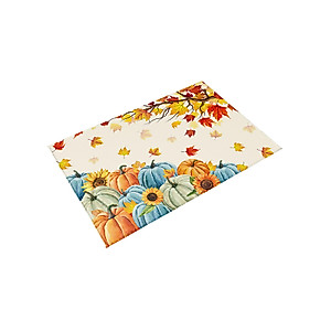 Thanksgiving Fall Outdoor Rugs for 5'x8' Patios Clearance, RV Camping Mat Rug Portable Outside Rug Indoor Outdoor Area Rug Mat for Beach Deck Pool Pumpkin Autumn Maple Leaves
