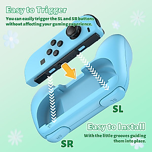 FASTSNAIL Grips Compatible with Nintendo Switch for Joy Con & OLED Model for Joycon, Wear-resistant Handle Kit Compatible with Joy Cons Controllers, 2 Pack(Light Green and Light Blue)