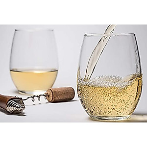 PARNOO Set of 4 Classic Wine Stemless Glasses (18 Ounce) - Toasting Sparkling Wine/Wedding Flutes