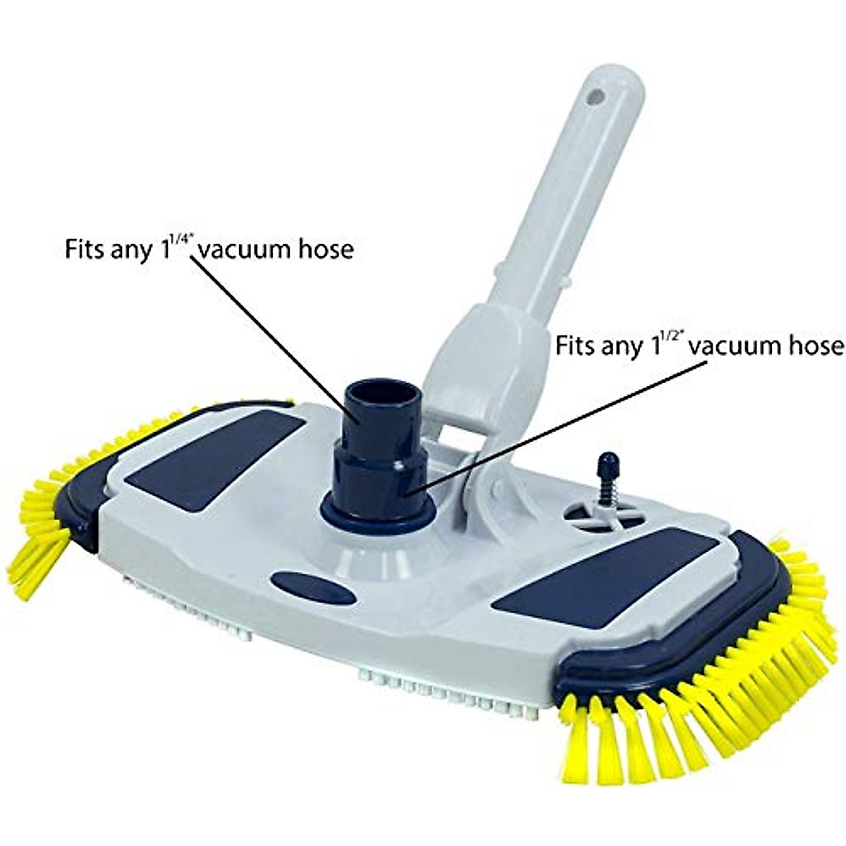 Aqua Select Weighted Pool Vacuum Head with Side Brushes for Cleaning Above Ground & Inground Swimming Pool | Flexible Handle with EZ Clips | Quickly Clean Walls, Corners and Slopes