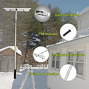 MYTOL 20.5ft Aluminum Snow Roof Rake, Extendable Snow Rake for Roof with 26 Inch Blade, Scratch-Free, Extension Tubes & Anti-Skid Handle, Lightweight Roof Snow Rake for Snow, Leaves, Debris Removal