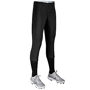 CHAMPRO womens Low-rise Knicker-style Fastpitch in Solid Color With Reinforced Knees Fireball Polyester Softball Pant, Black, X-Small