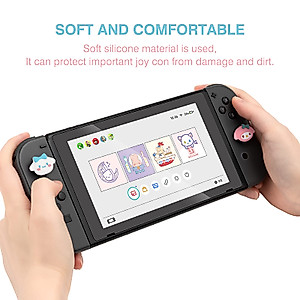 DLseego Dog & Rabbit 6PCS Thumb Grip Caps Design for Switch Lite & Switch & Switch OLED Cartoon Soft Silicone Joy Con Cover Lovely 3D Analog Joystick Button Caps - Cute Mixed Pack