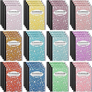 Colarr 48 Pack Mini Composition Notebook, Assorted Marble Covers 4.5 x 3.25 Inches Narrow Ruled Mini Pocket Marble Journal Notebooks for Kids College School Office, 120 Pages (60 Sheets), 12 Colors