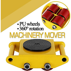 ZXMOTO Heavy Duty Machine Dolly Skates Industrial Machinery 6T 13200LBS,4pcs Machinery Mover Cargo Trolley with Steel Rollers Cap 360 Degree Rotation
