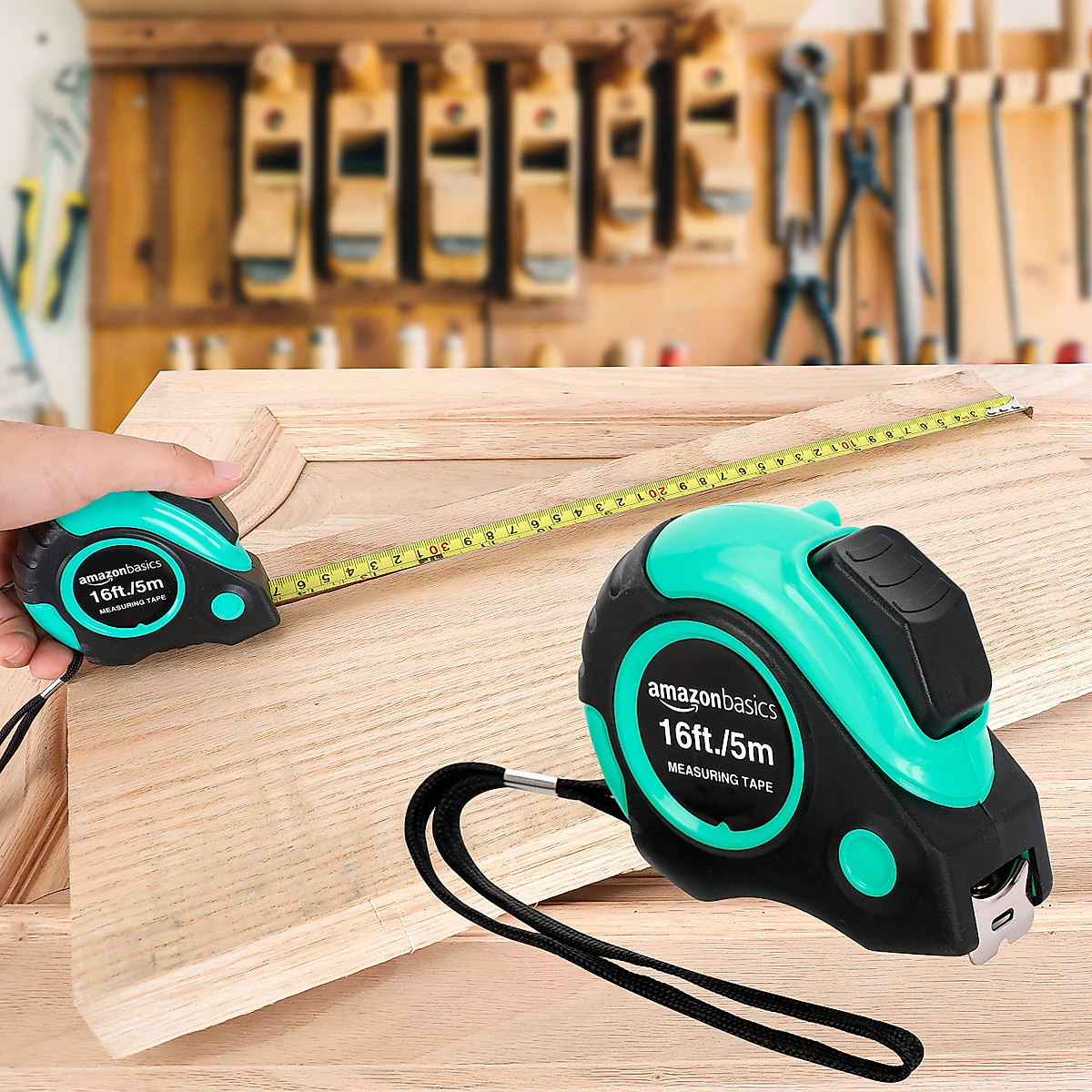 Amazon Basics Tape Measure - 16 Feet, Turquoise