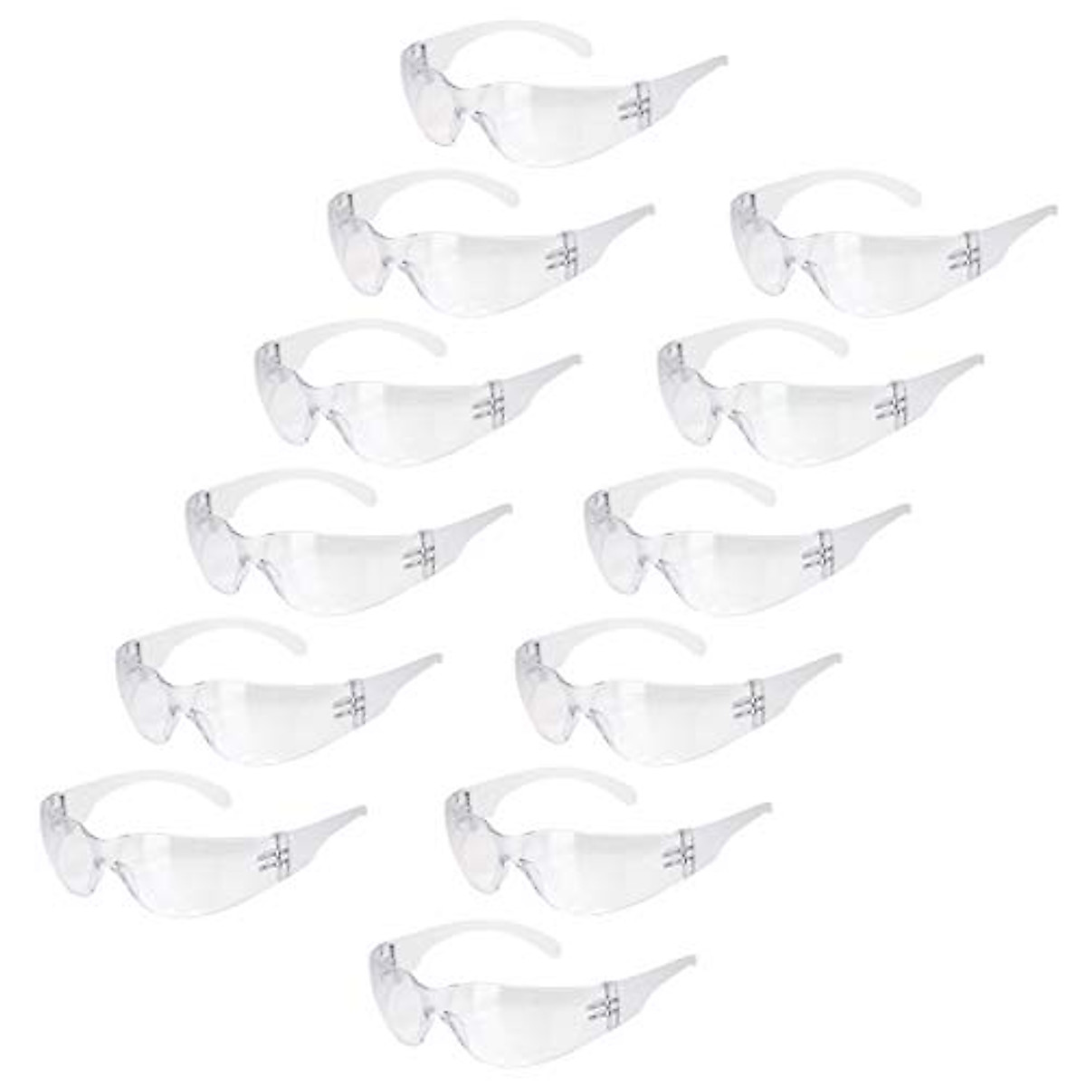 BISON LIFE Safety Glasses, One Size, Clear Protective Polycarbonate Lens, 12 per Box (1 box)
