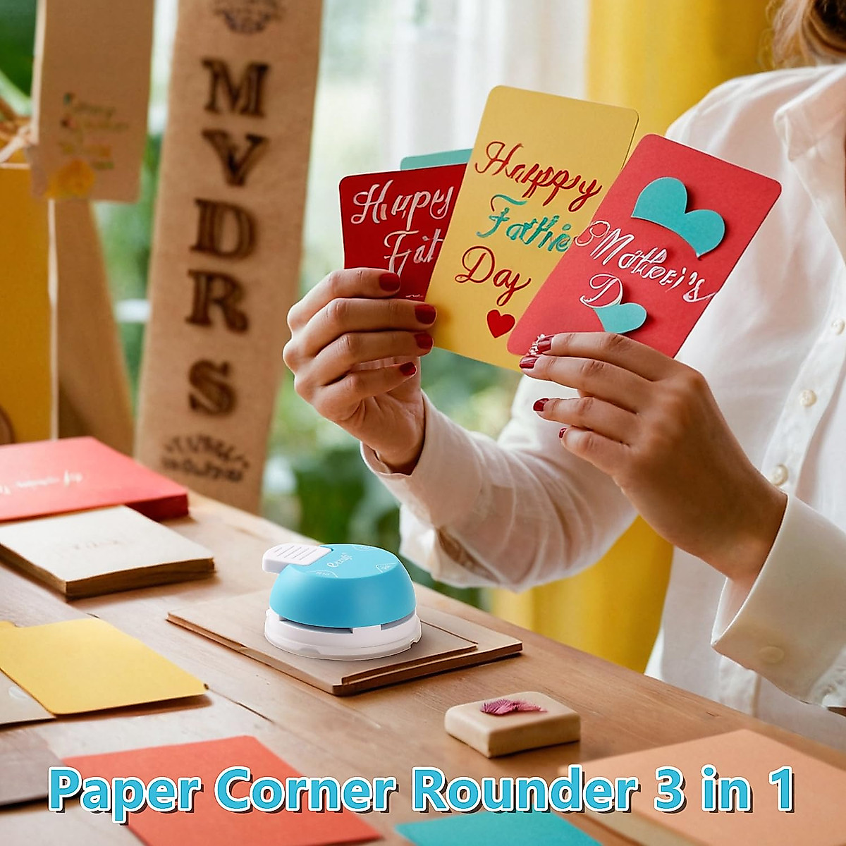 Ecraft Paper Corner Rounder Punch: 3 in 1 (R4mm R7mm R10mm) Corner Rounder Cutter for Paper, Laminate, Photo,DIY Projects, Card Making and Scrapbooking