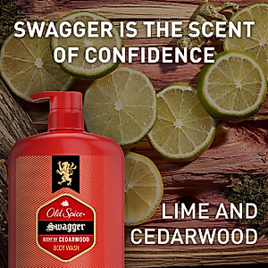 Old Spice Body Wash for Men, 24/7 Shower Fresh with Lasting Scent, Red Collection, Swagger with Cedarwood Scent, 33.4 fl oz (Pack of 4)