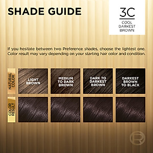 L'Oreal Paris Superior Preference Fade-Defying + Shine Permanent Hair Color, 3C Cool Darkest Brown, Pack of 1, Hair Dye