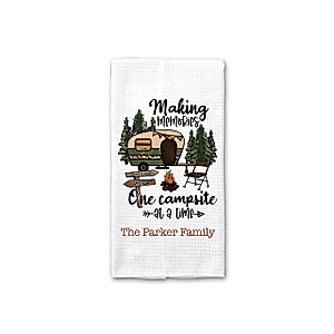 CANARY ROAD Personalized RV Camping Dish Towel | Making Memories Towel | Travel Trailer Gift | Camper Accessories | Dish Towel | Camper Decor