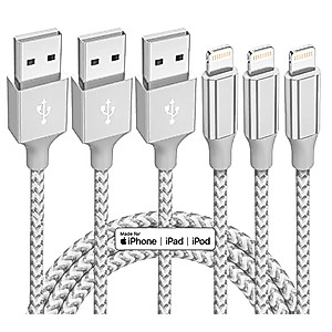 iPhone Charger 3 Pack 10 ft Apple MFi Certified Lightning Cable Nylon Braided Cable iPhone Charger Fast Charging Cord Compatible with iPhone 13 12 11 Pro Max XR XS X 8 7 6 Plus SE iPad and More