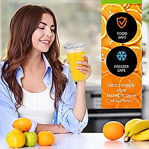 PAMI Clear 24oz Plastic Cups With Sip Lids [Pack of 50] - BPA-Free Disposable Clear Cups With Strawless Lids For Cold Drinks- To-Go Cups With Lids For Iced Coffee & Tea, Smoothies, Boba, Cocktails