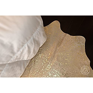 Genuine Metallic Gold on Off White Cowhide Rug 6 x 8 ft. 180 x 240 cm