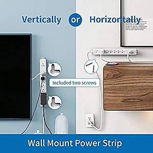 Extension Cord 25 ft, NTONPOWER Long Surge Protector, 15A Heavy Duty Extension Cord, Wall Mount, 7 Outlets Power Strip Flat Plug for Kitchen Home Office Workbench, White, 1080 J