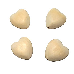 Alenybeby 20pcs Natural 40mm Unfinished Wood Hearts Beads with Holes Eco-Friendly Wooden Handing Materials DIY Beading Craft Accessories (40mm 20pcs)