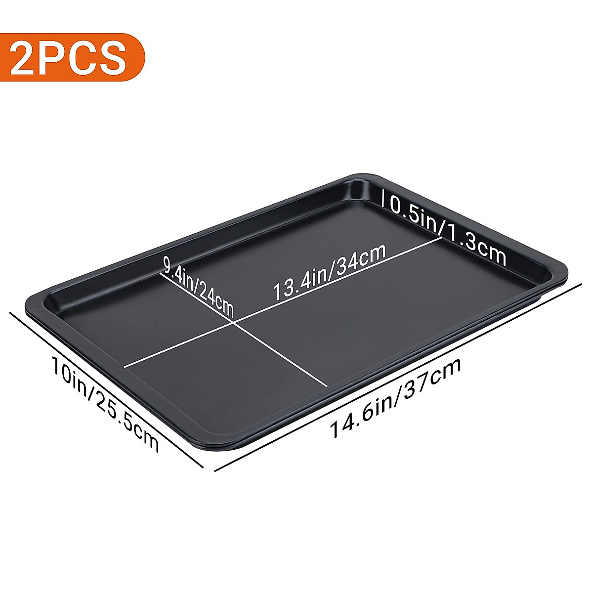 Beasea Baking Sheet 2 Pack, 10x14.6 Inch Cookie Sheet Nonstick Carbon Steel Baking Sheet for Oven Pans Baking Tray Cooking Sheets Black