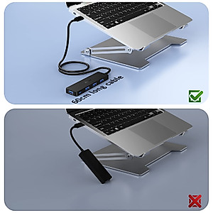 Aceele 5 Port USB 3.0 USB Type C Hub, Ultra-Slim with 2ft Extended Cable, 5 Gbps SuperSpeed, Micro USB Charging, for 2020 MacBook Pro, Surface Pro 7, Samsung S21, and Other USB C Devices